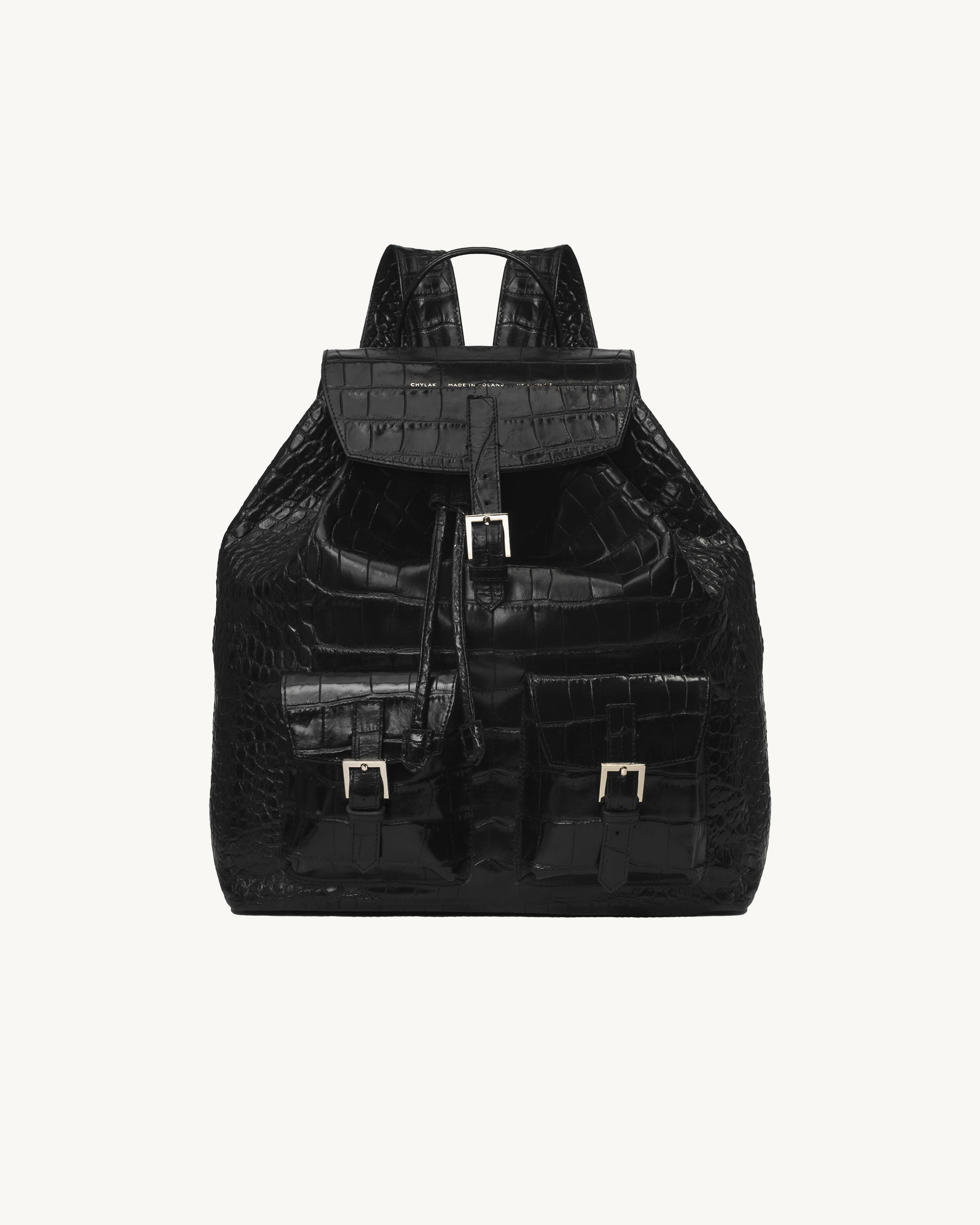 Big Backpack “glossy black crocodile” - Chylak