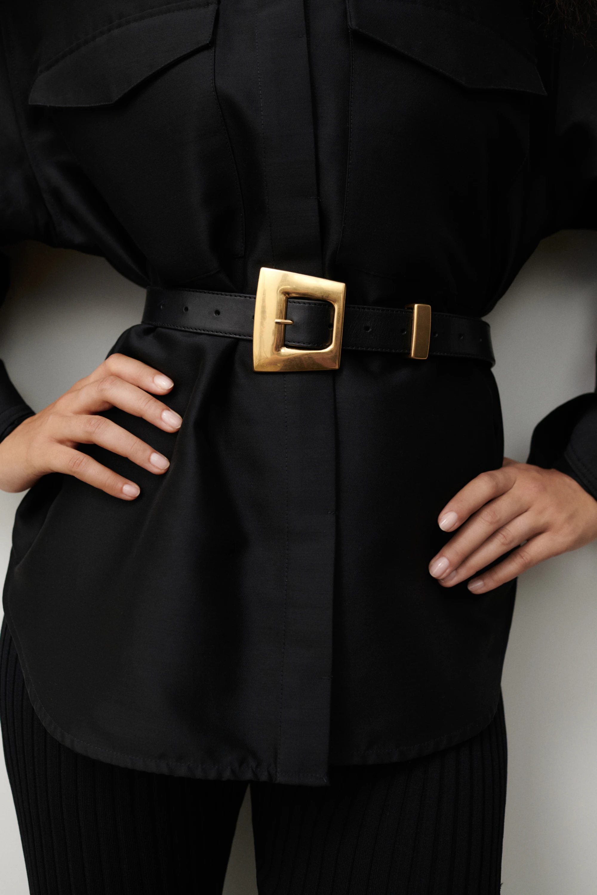 Geometric Buckle Belt Black - Chylak