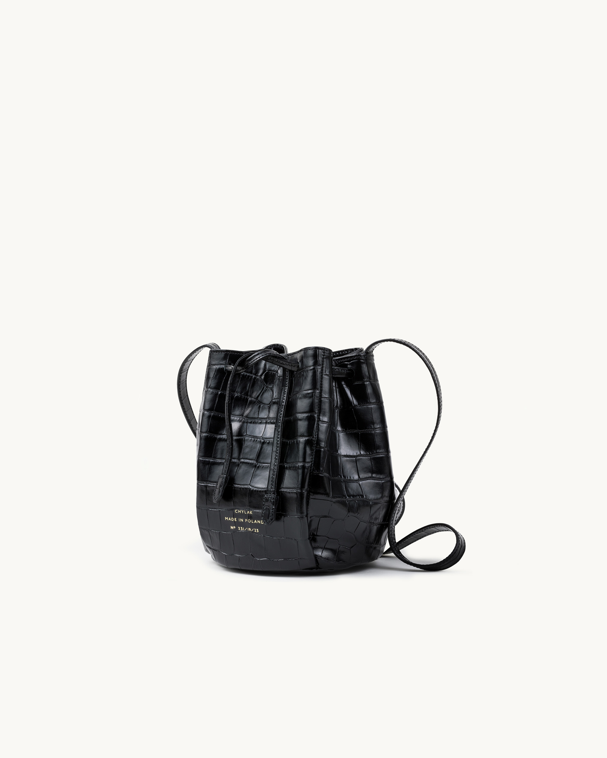 Mini Bucket Bag “glossy black crocodile” - Chylak