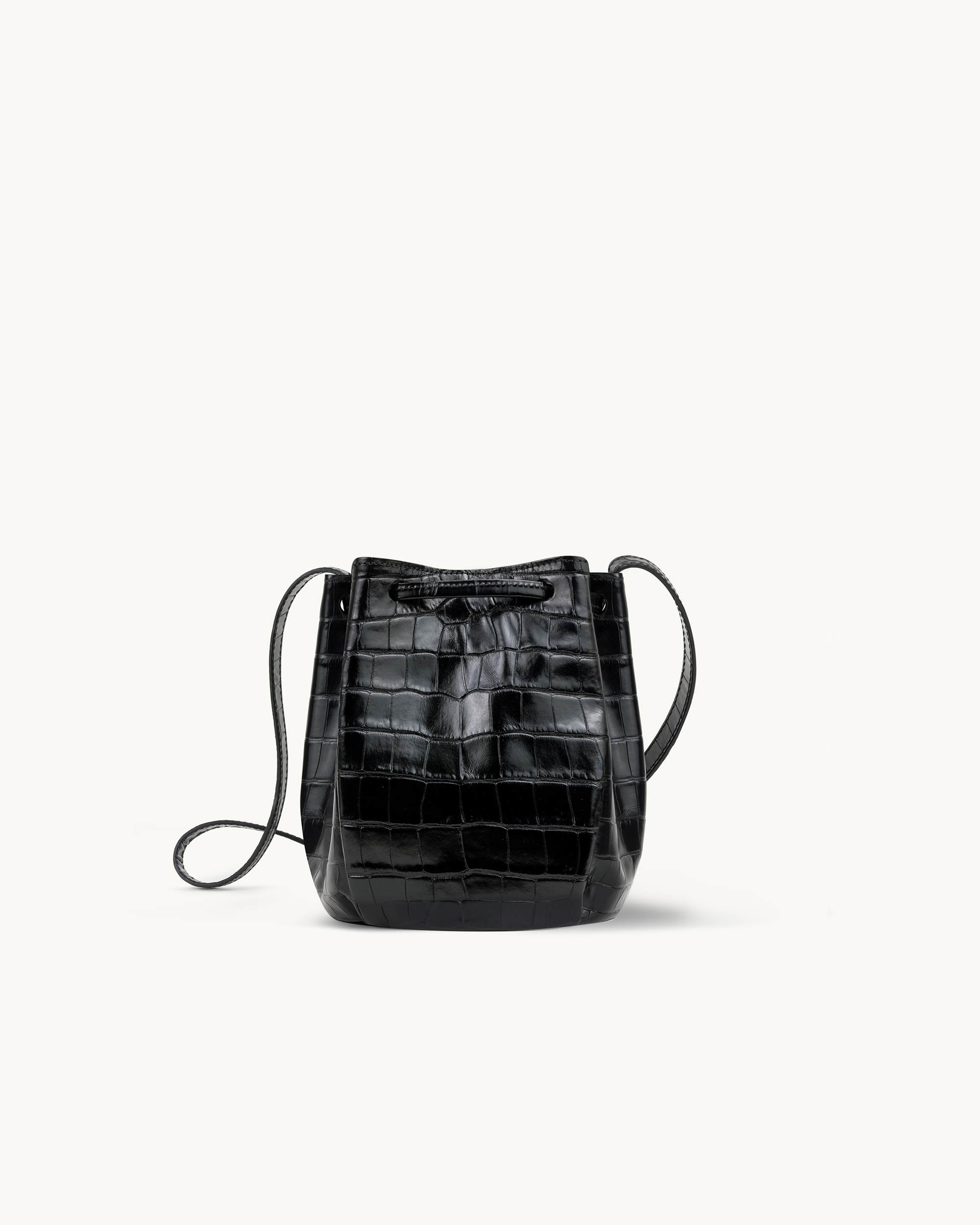 Mini Bucket Bag “glossy black crocodile” - Chylak