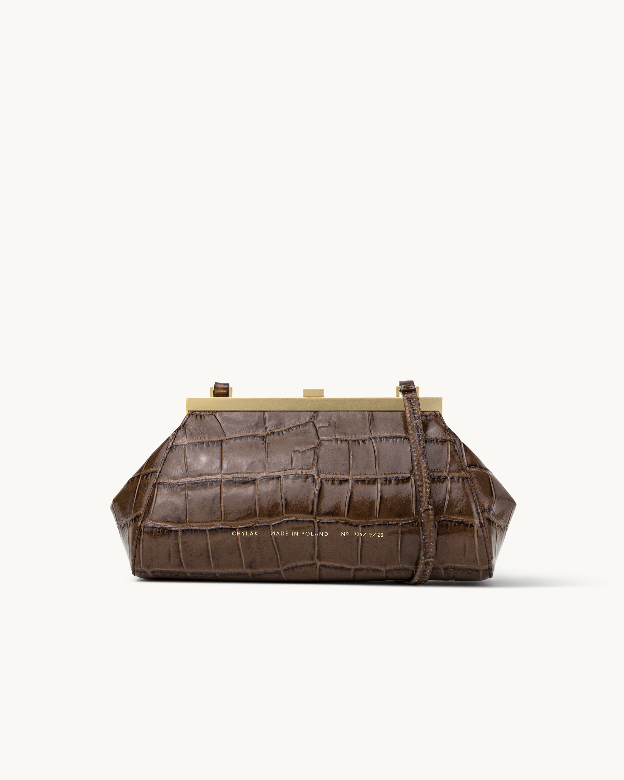 “Vintage” Frame Bag “glossy hazelnut crocodile” - Chylak