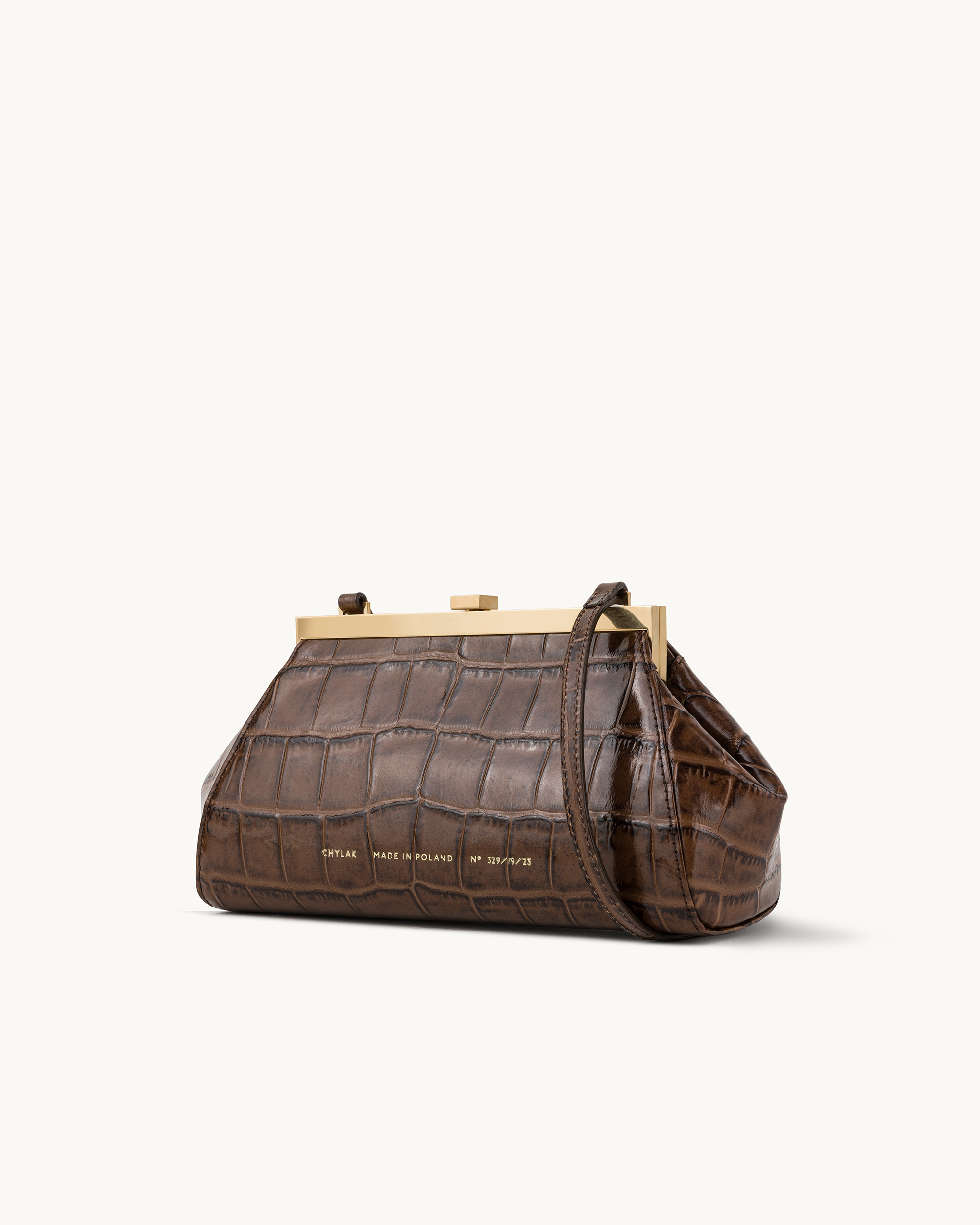 “Vintage” Frame Bag “glossy hazelnut crocodile” - Chylak