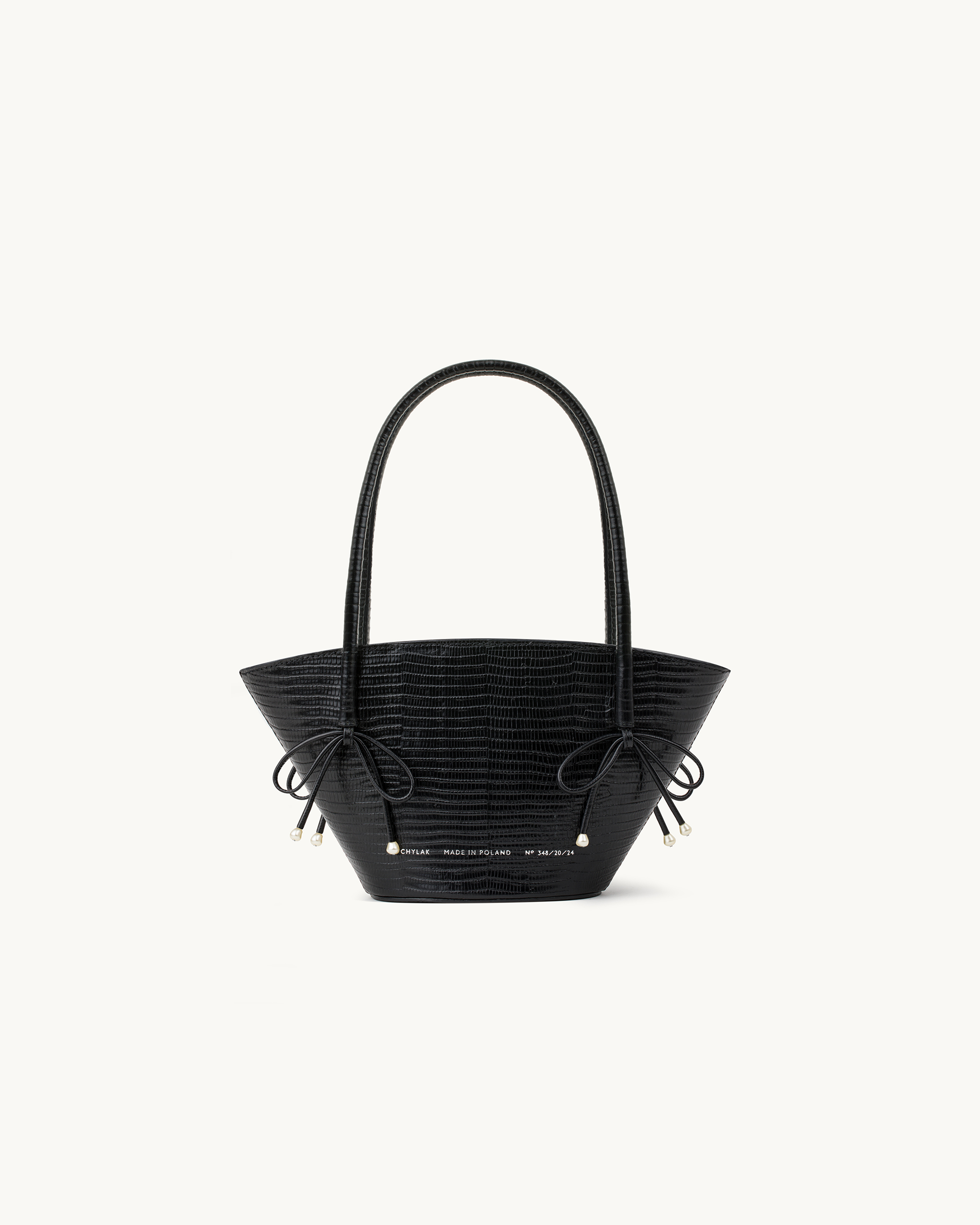 Mini Basket with Pearls “black lizard” - Chylak