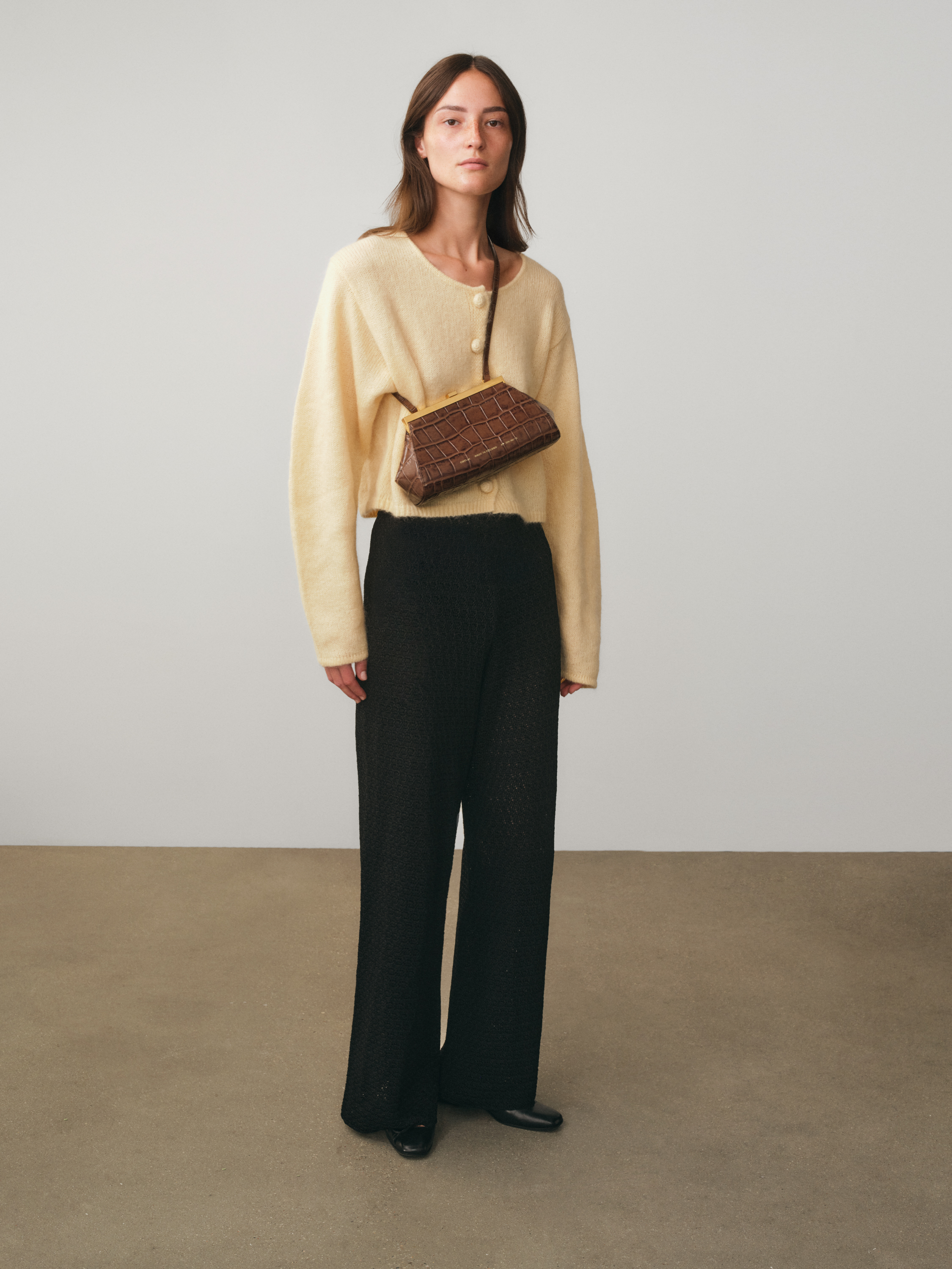 “Vintage” Frame Bag “glossy hazelnut crocodile” - Chylak